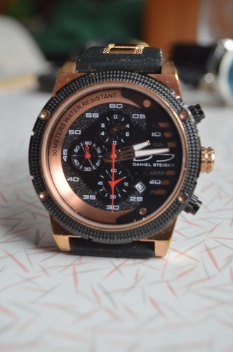 Daniel steiger 48mm rose gold PLATED chronograph watch ( for parts or ...