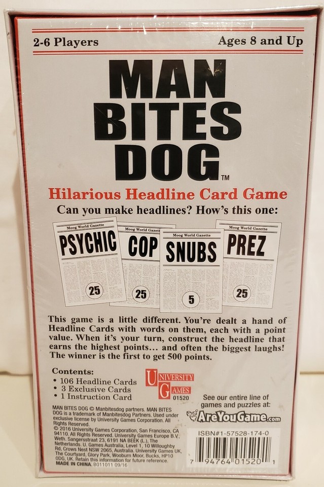 Man Bites Dog Card Game, University Games, Travel Game Collection, New ...