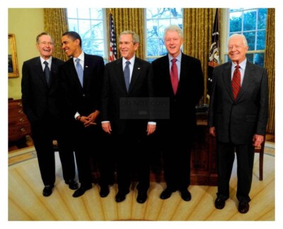 PRESIDENT OBAMA GEORGE BUSH CLINTON CARTER 5 LIVING PRESIDENTS 8X10 ...
