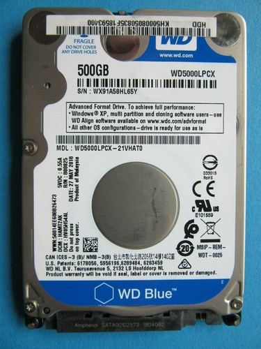 WD Western Digital WD5000LPCX-21VHAT0 500GB Hard Drive 2.5" HDD 2018 T2 ...