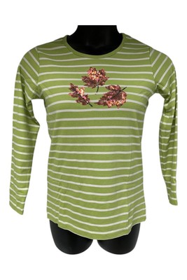 Quacker Factory Women's Sequin Long Sleeve T-shirt Leaves | eBay