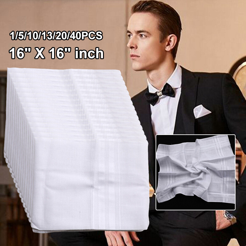 16" Handkerchiefs Cotton Classic Hankies Large Men Hankerchief Hanky ...