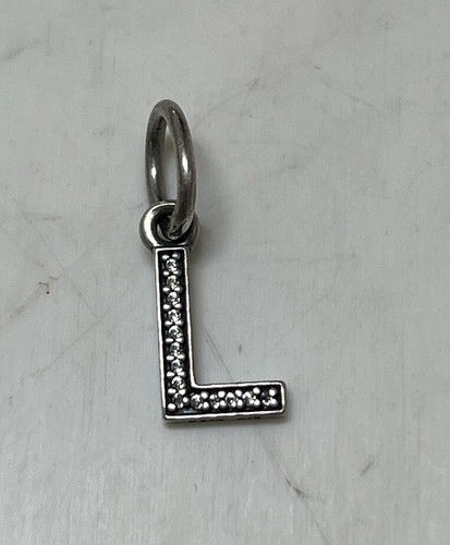 PANDORA 925 Sterling Silver - Vintage Petite Topaz L Initial Pendant 1G ...