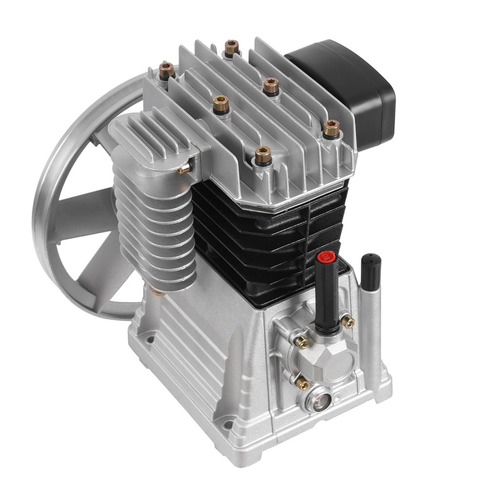 Piston 3HP Air Compressor Head Pump Motor Twin Cylinder With Silencer ...