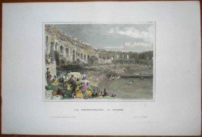 1840 Meyer print AMPHITHEATRE IN NIMES, LANGUEDOC, FRANCE, #32 | eBay