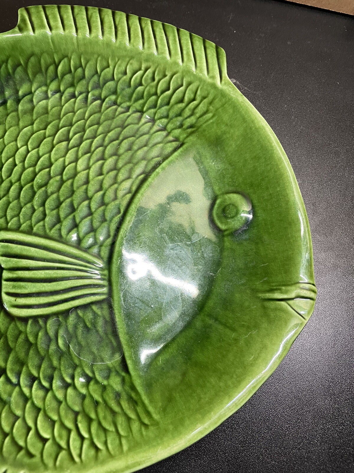 VINTAGE CEMAR POTTERY FISH PLATTER 634 LIME GREEN | eBay