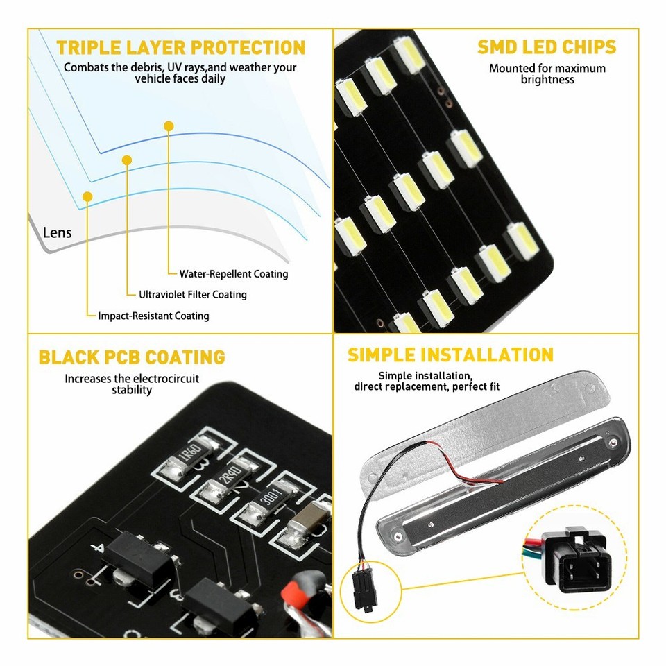 2SET Red Third Brake 3rd Light Cargo White Lamp For 2001-05 Ford ...