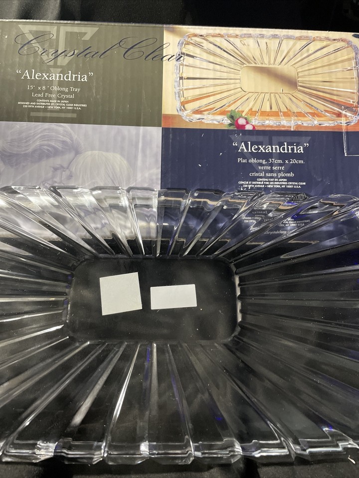 CRYSTAL CLEAR “ALEXANDRIA” 15"x8" Oblong Tray LEAD FREE CRYSTAL New In ...