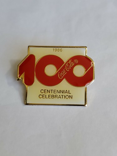 Coca Cola 100 Year Centennial Celebration Pin 1896 Red White & Gold ...