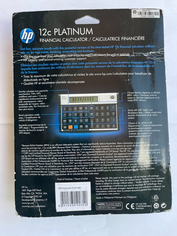 HP 12C Platinium CALCULATOR 12 HP12 C HP12C - NEW sealed | eBay