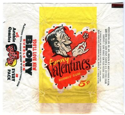 Funny Valentines 1959 Topps Vintage 5 Cent Bubble Gum Trading Card ...