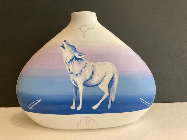 Sherry Silver Thunder Pottery Vase Howling Wolf Signed and Numbered | eBay