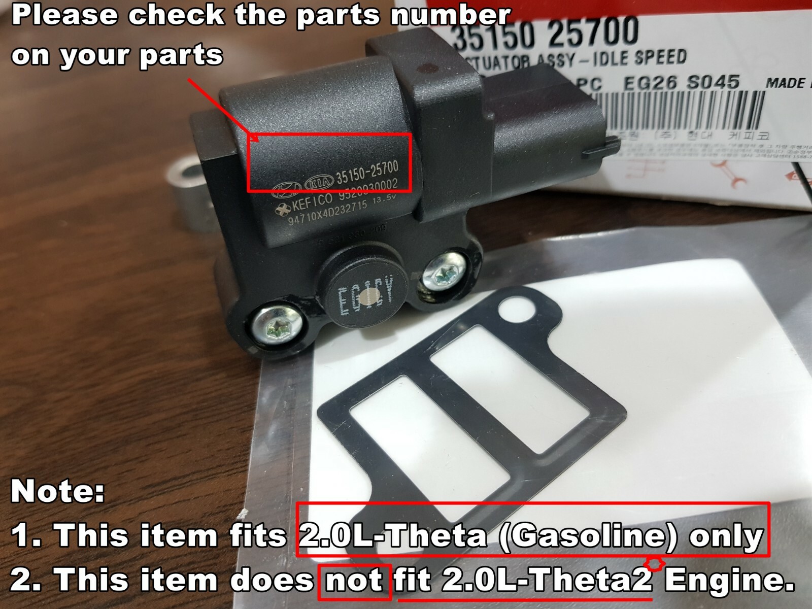 OEM Idle Speed Actuator 1PC & Gasket 1PC KIA Rondo Optima Magentis ...