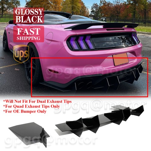 For Ford Mustang GT W/ Quad Exhaust Tip 2018-2023 Shark Fin Rear Bumper ...