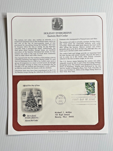 Holiday Evergreens Red Cedar - USPS First Day Cover Postal ...