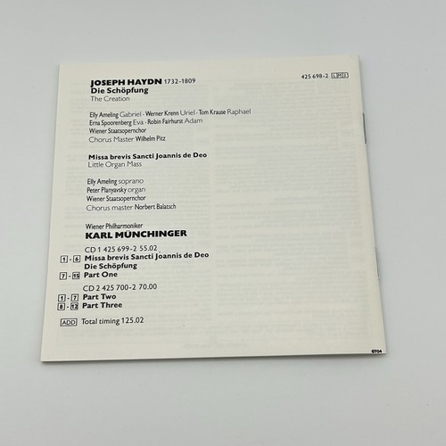Haydn, Karl Munchinger - The Creation / Missa Brevis (CD, 2-Disc Set ...