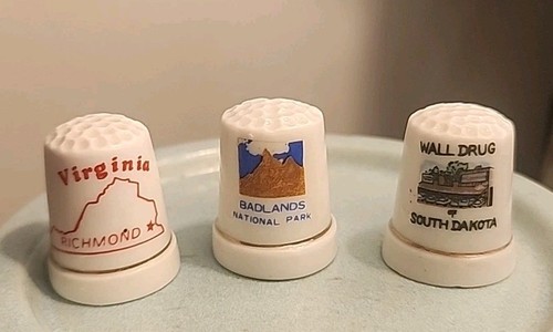 3 China Thimbles Lot With Beautiful State Design Collection Souvenir | eBay
