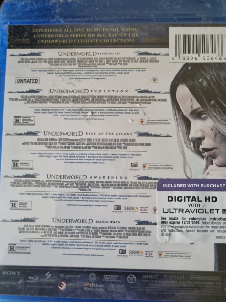 Underworld Ultimate Collection - 5 Films - Kate Beckinsdale - New ...