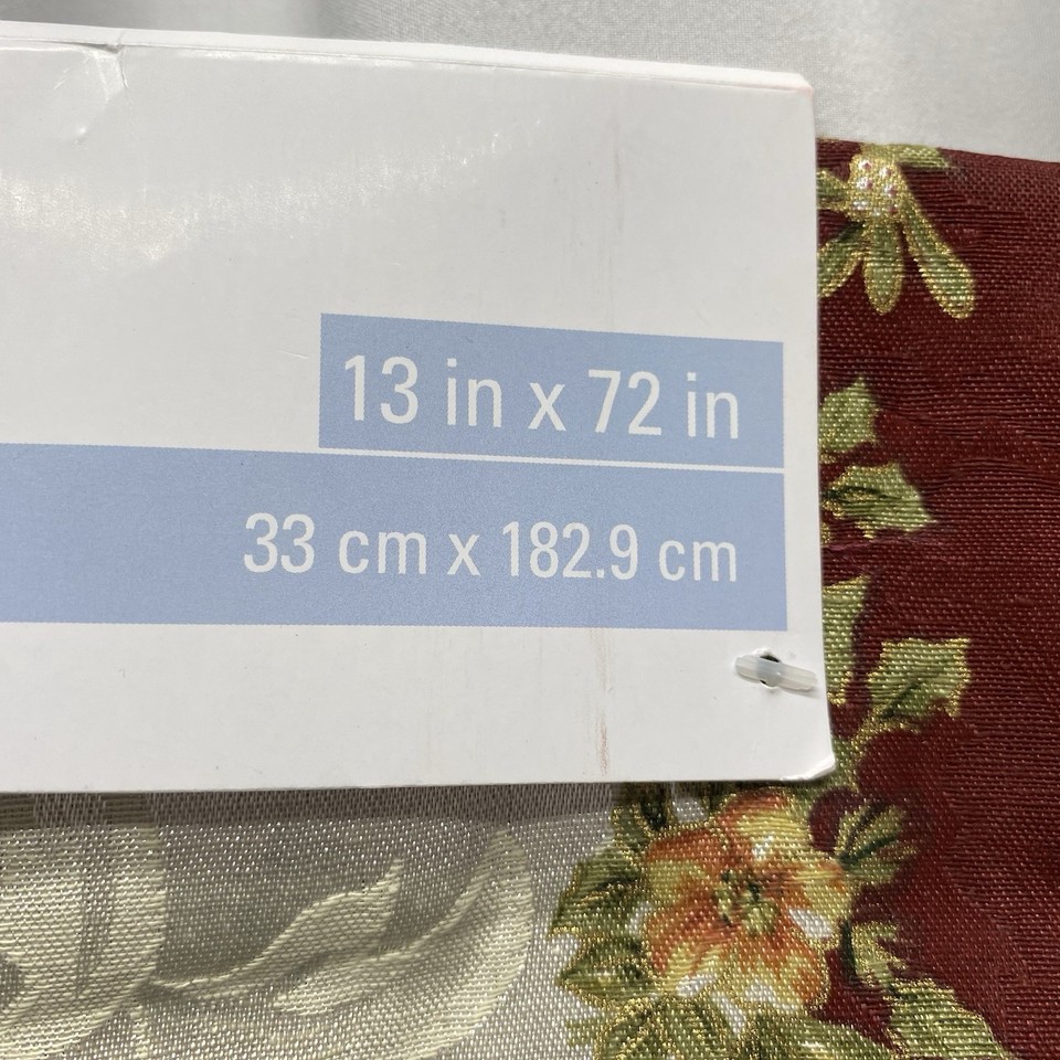 Christmas Winter's Garden table runner poinsettia holly damask 13 X 72 ...