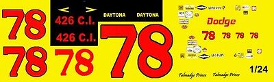 #78 Talmadge Prince Dodge Charger 1970 1/43rd Scale Waterslide Decal | eBay