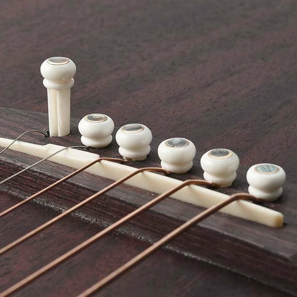 60x Bone Guitar Pin String Peg Abalone Dot Luthier Bridge Saddle Nut ...