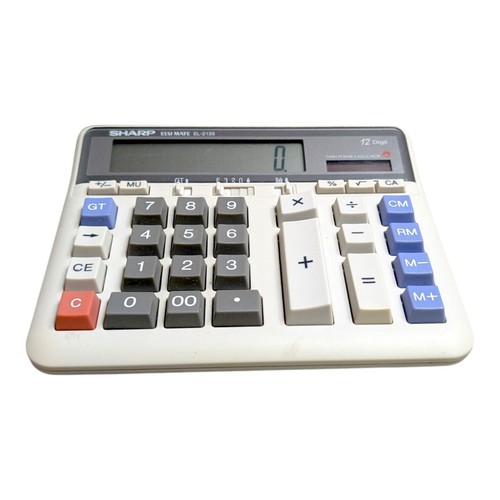 SHARP Elsi Mate EL-2135 Twin Power Solar Calculator 12-Digit Large ...
