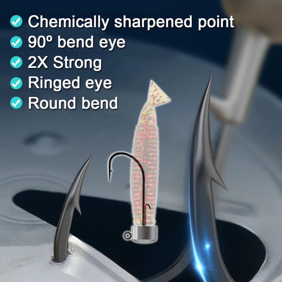 50~200Pcs Jig Hooks 90 Degree Aberdeen Heavy Wire Round Bend DIY Jig ...