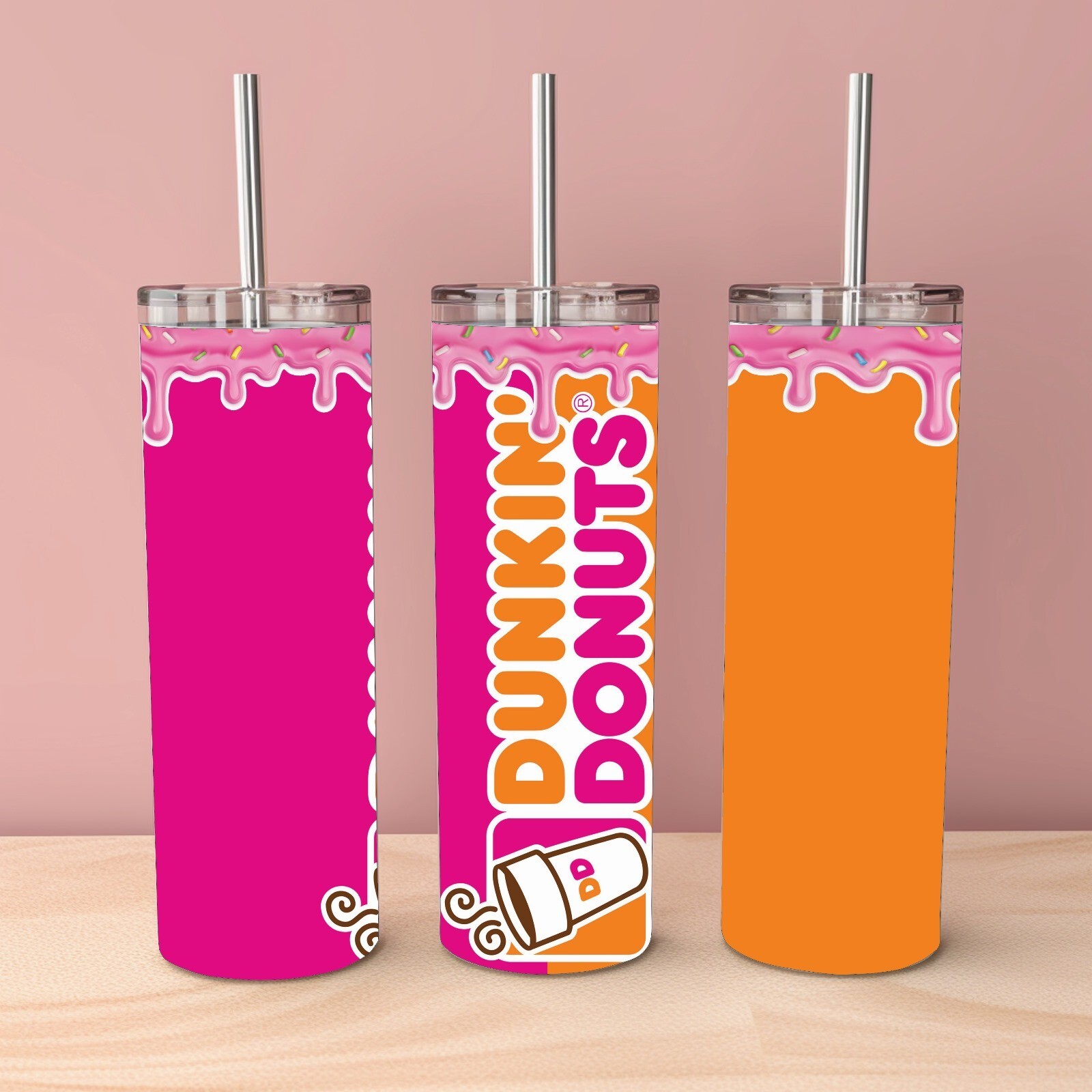 Dunkin Donuts 20 oz Stainless Steel Insulated Travel Tumbler + Straw ...