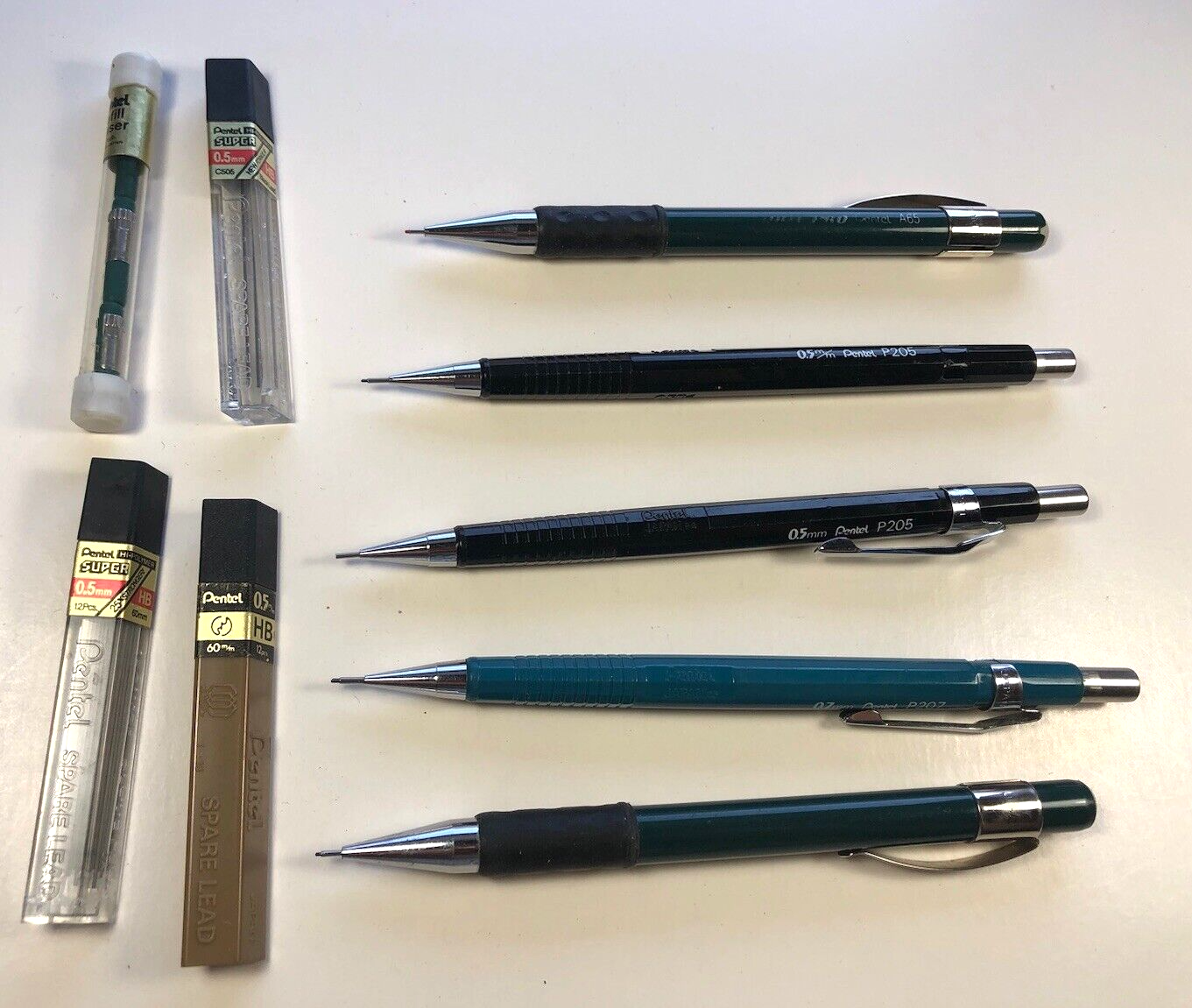 Vintage Pentel Mechanical Pencil Lot Of 5 w/ Leads & Erasers ~ P205 ...