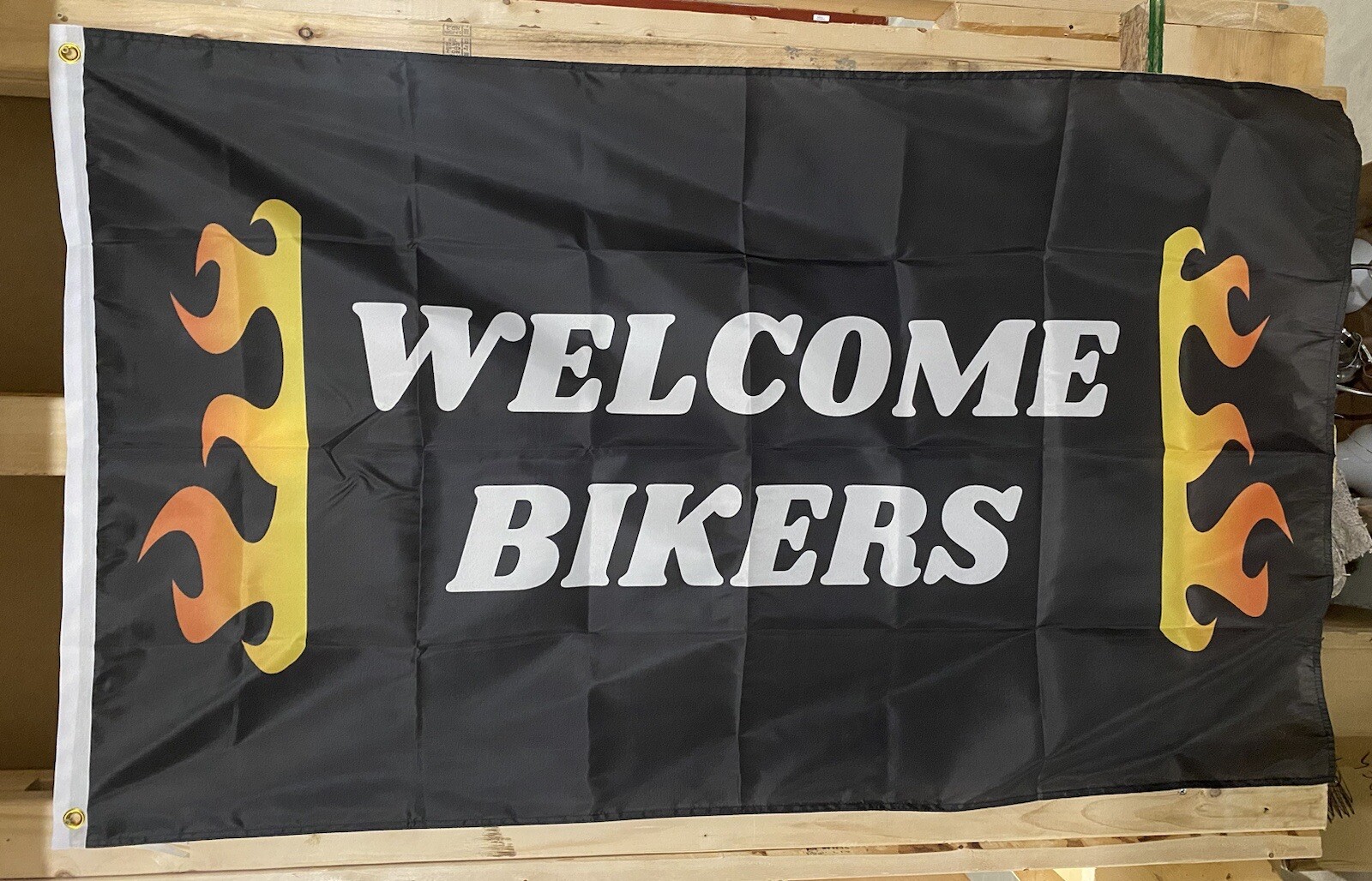 Bikers Welcome Flag FREE SHIP Bike Week Harley Victory Sturgis Bar USA ...