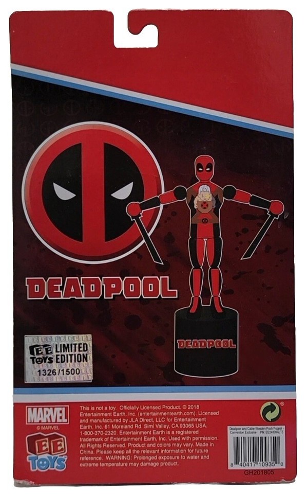 2018 SDCC Deadpool & Cable Wooden Puppet EE #1326/1500 Rob Liefeld ...