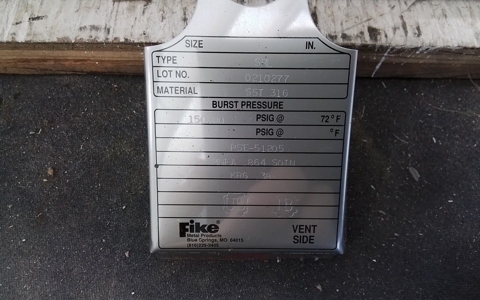 Fike 0210277 Rupture Burst Disc (A2B) | eBay