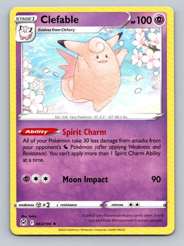 Pokemon Clefable SWSH11: Lost Origin 063/196 Near Mint NM | eBay