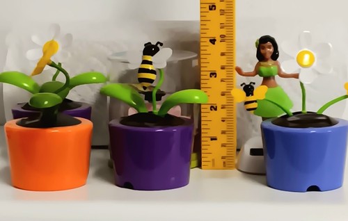 Solar Power 6 Pc Lot Dancing Hula Girl Flowers Butterfly Bees Spring ...