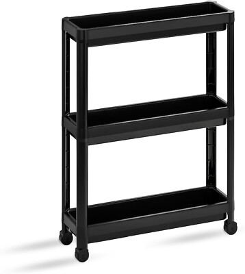 IKEA VESKEN Cart Trolley Black - Cart Storage Shelf Rack on Wheels ...