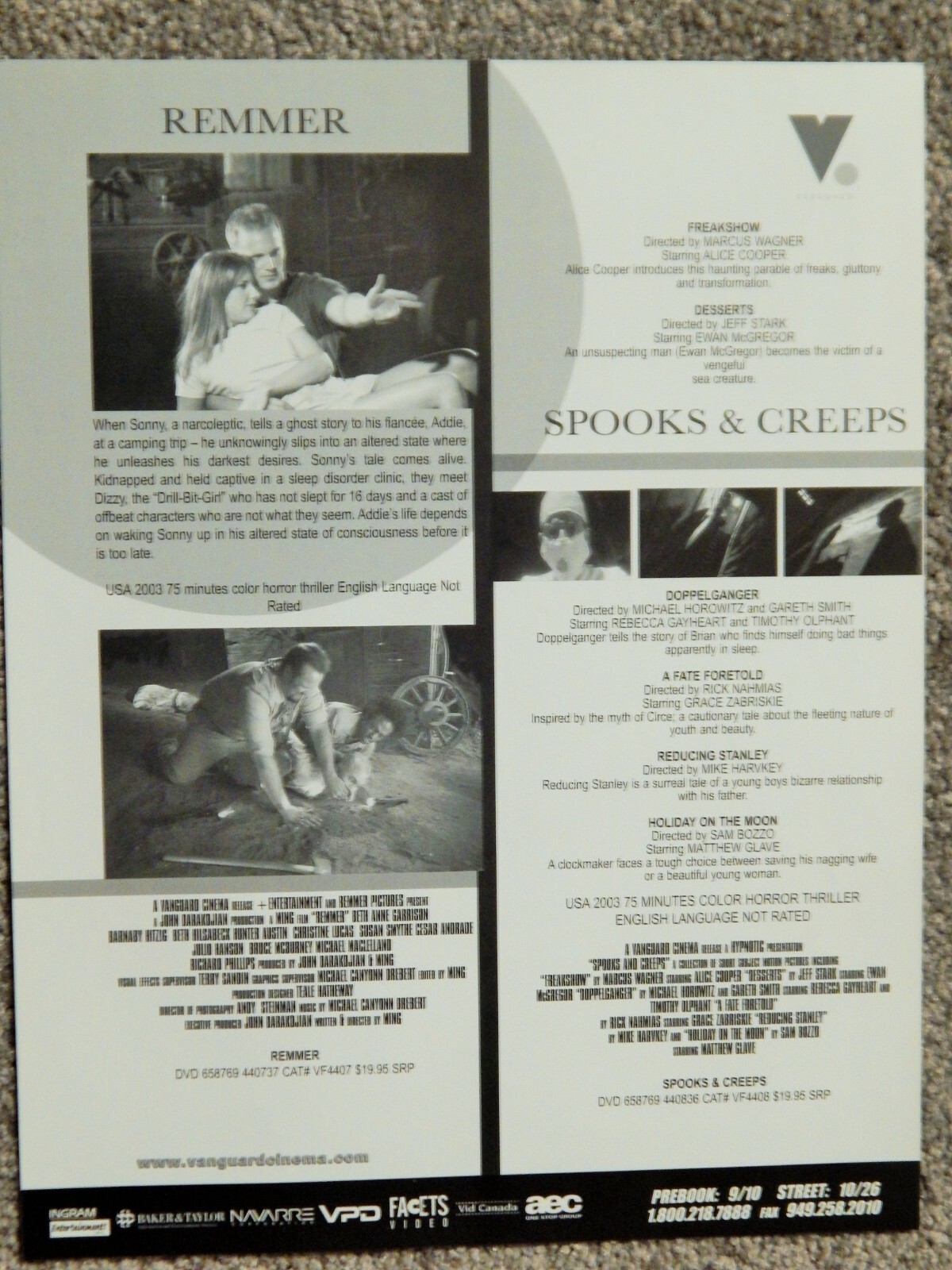 SPOOKS & CREEPS / REMMER (2004 VIDEO DEALER BROCHURE) HORROR, ALICE COOPER | eBay