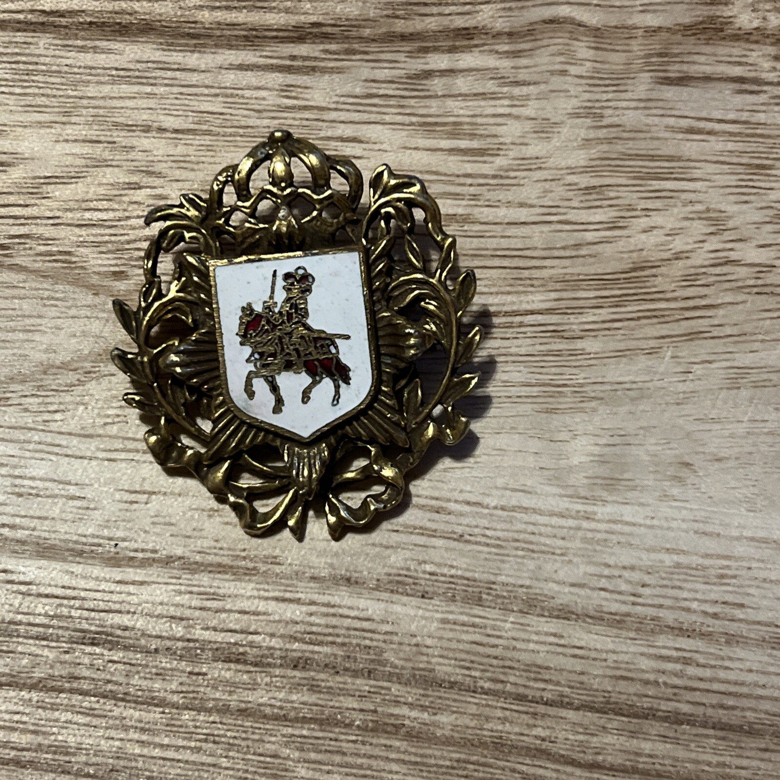 Antique MEDIEVAL Cavalry HAND PAINTED BRASS ENAMEL Go… - Gem