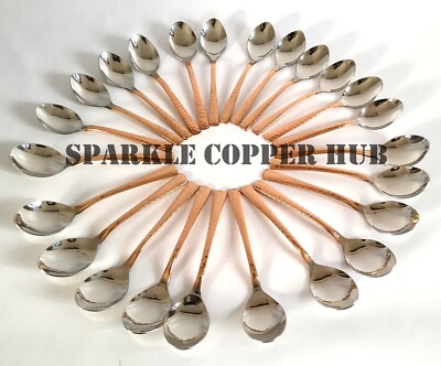 Pure Copper Stainless Steel Tableware Flatware 24 Piece Table & Dessert ...