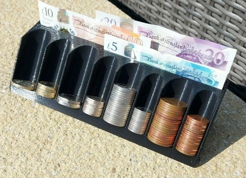 COIN & NOTE CASH ORGANISER MONEY BUDGET STORAGE BANK GBP POUND DESK ...