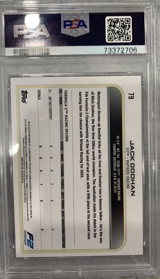 2022 Topps Chrome Formula 1 Jack Doohan F2 Orange Red Refractor RC ...