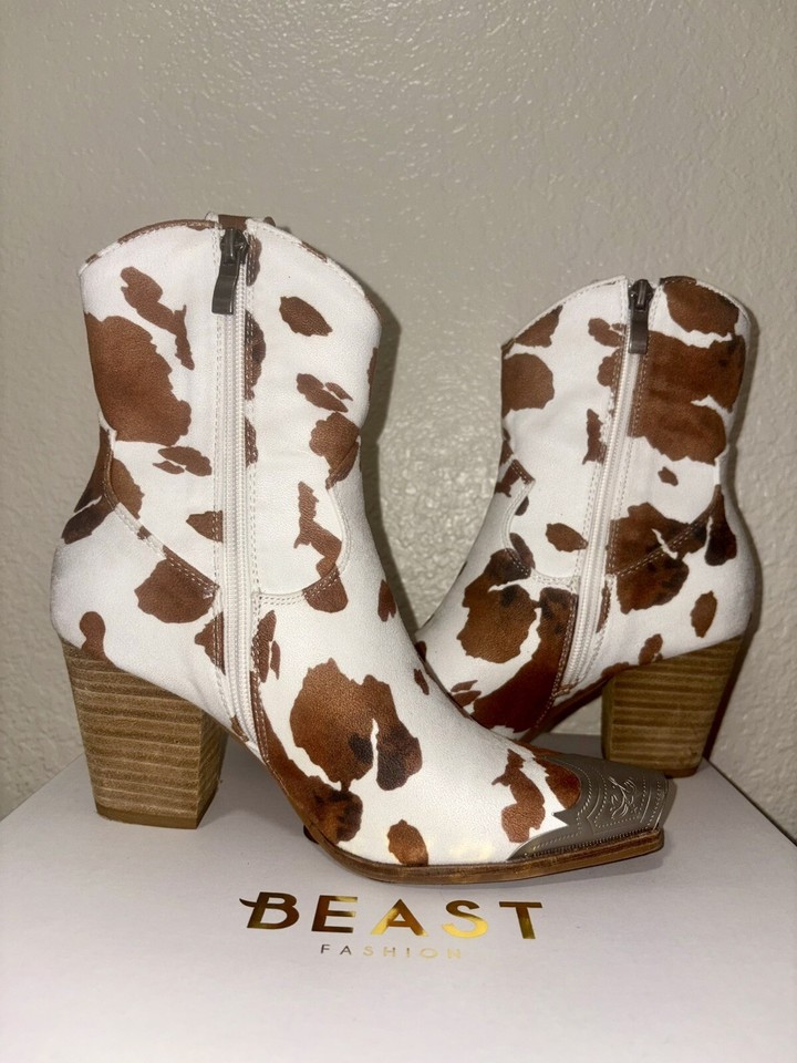 Dakota Cow Print Western Ankle Boot BEAST FASHION. Size 6 | eBay
