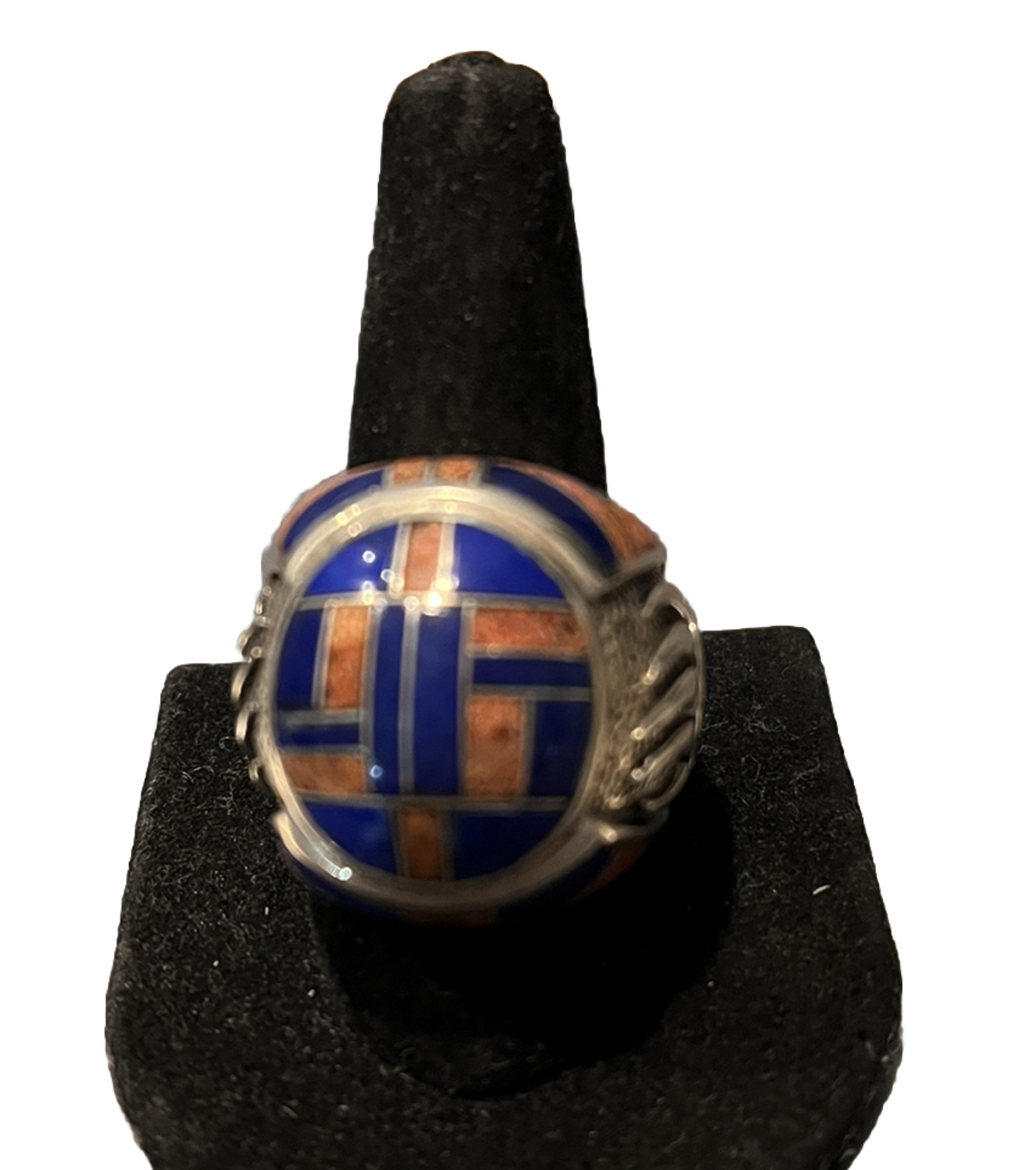 Sterling Silver Enamel Men’s Ring - Gem