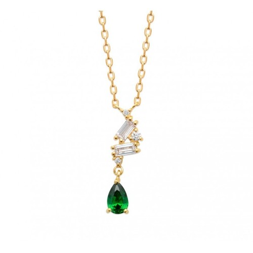 Collier pendentif cristal et zirconium plaqué or 750/000 garanti sans ...