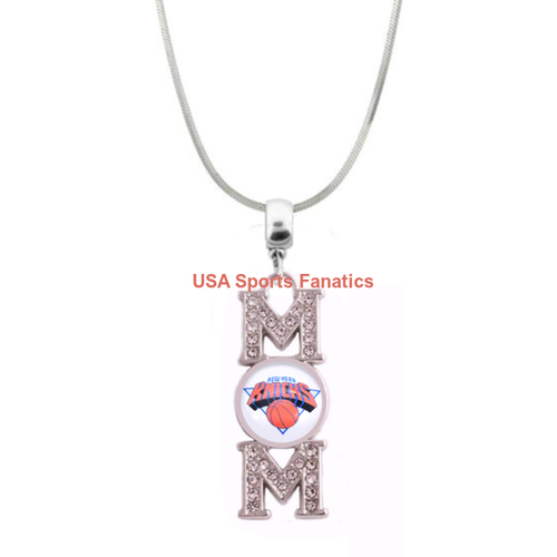 New York Knicks MOM Necklace With Rhinestones On A 925 SS Snake Chain ...