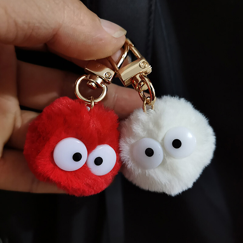 Colorful Plush Keychain Fluffy Pompom Key Rings For Keychain Bag ...