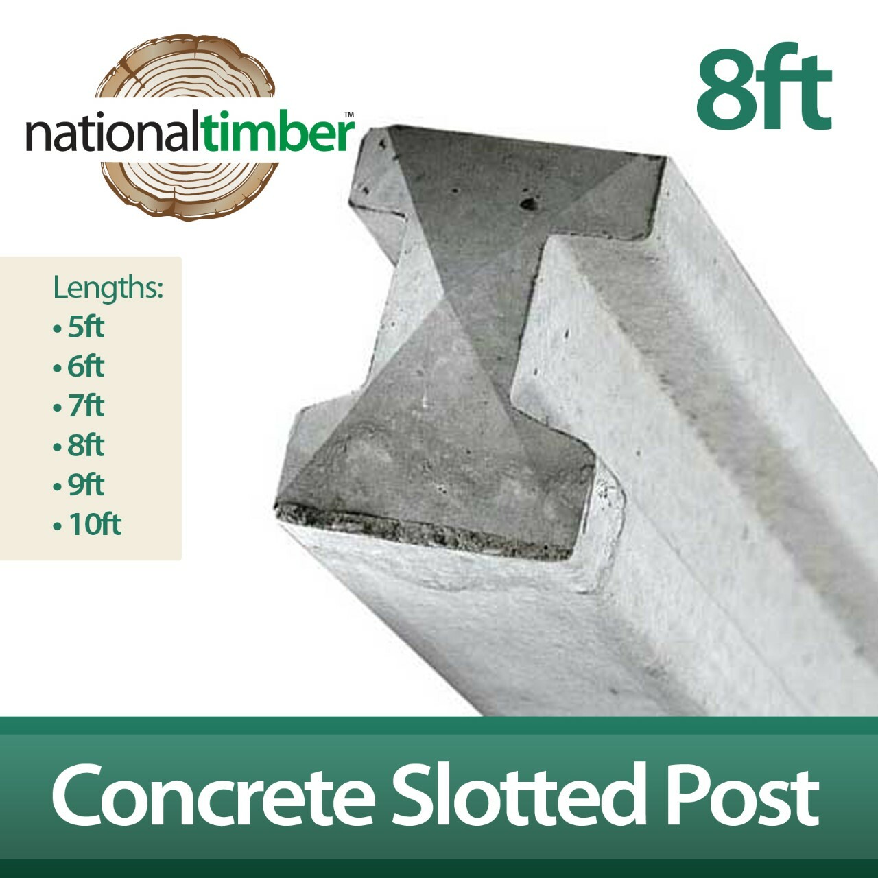 8ft Reinforced Slotted Concrete Posts Intermediate | eBay