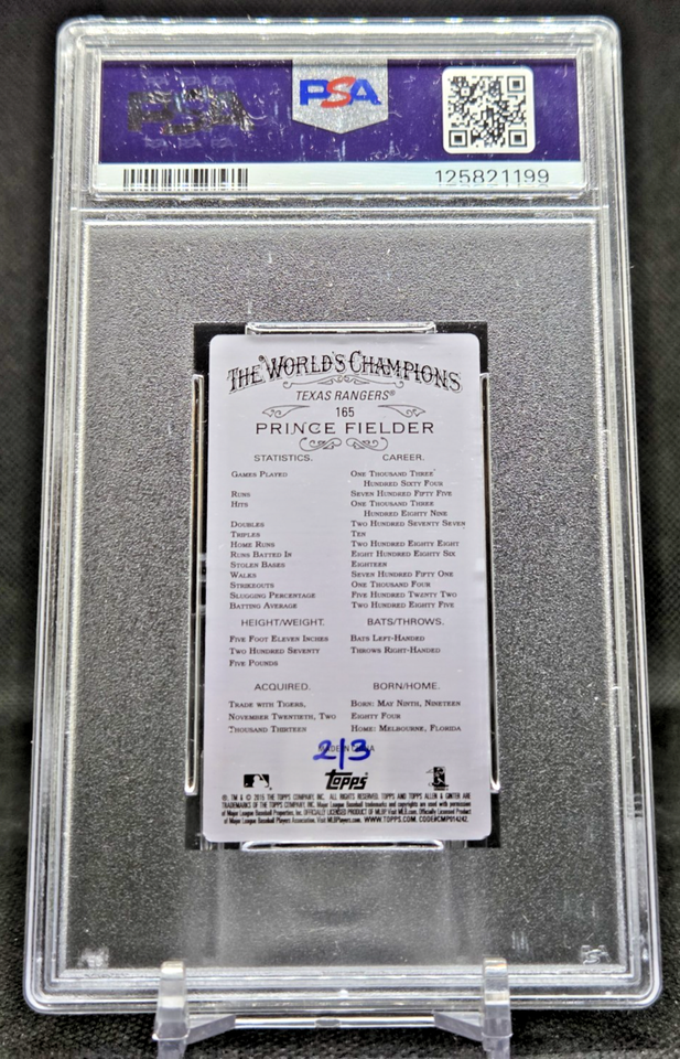 2015 Topps Allen & Ginter #165 Mini-Metal #2/3 Prince Fielder PSA 9 ...