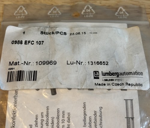 109969 0986 EFC 107 Male M12 PIN: 4 Female Code D Ethernet for Lines LU ...