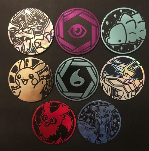 8 X Pokemon Large Coins Coin Tokens Shiny Charizard Tera Delibird ...