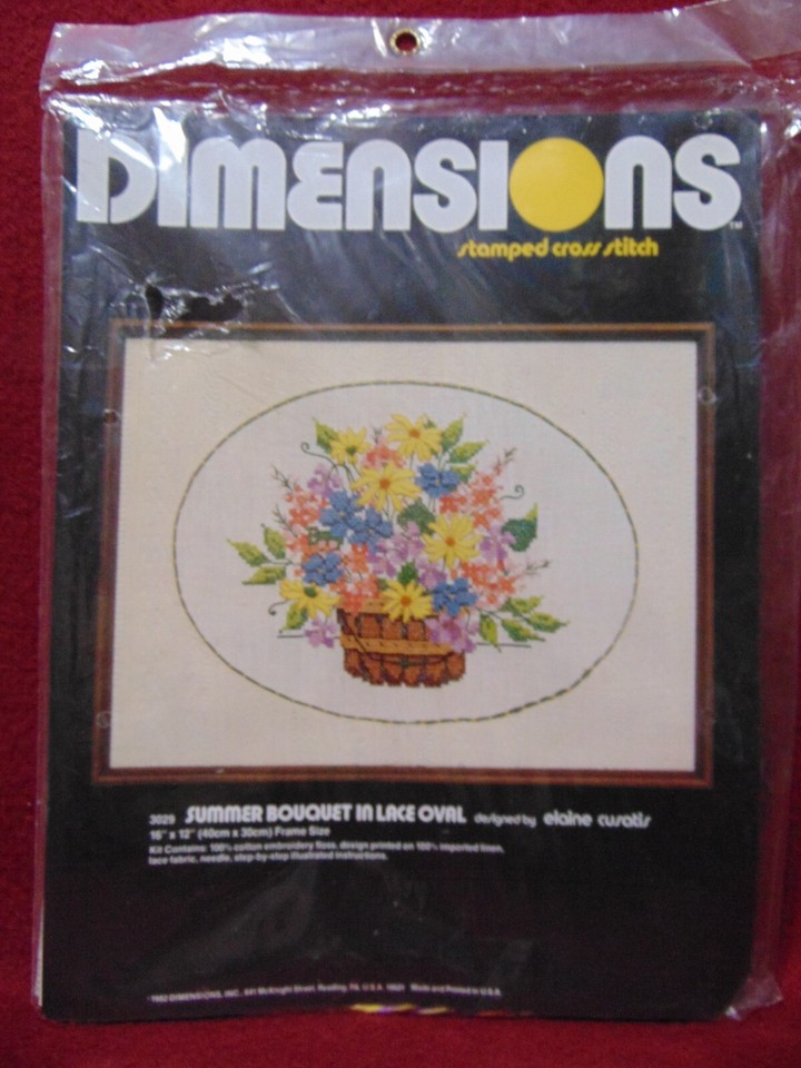 Dimensions SUMMER BOUQUET #3029 Counted Cross Stitch Kit Vtg. 1982 NEW ...